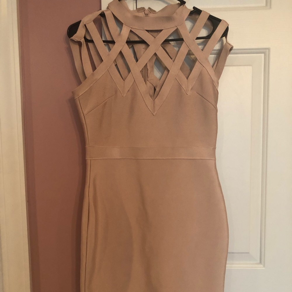 Champagne Pink Caged Bodycon Dress - Gem